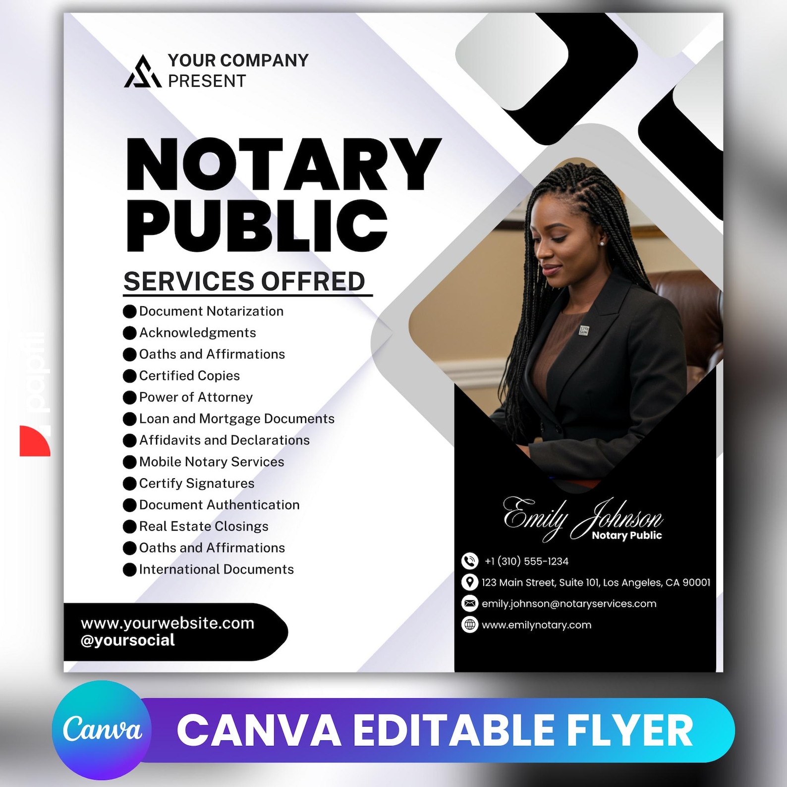 Notary Services Flyer, Editable Flyer Template, Notary Public Flyer ...