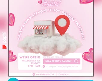 New Location Beauty Flyer, DIY Flyer Template Design, Store Opening ...