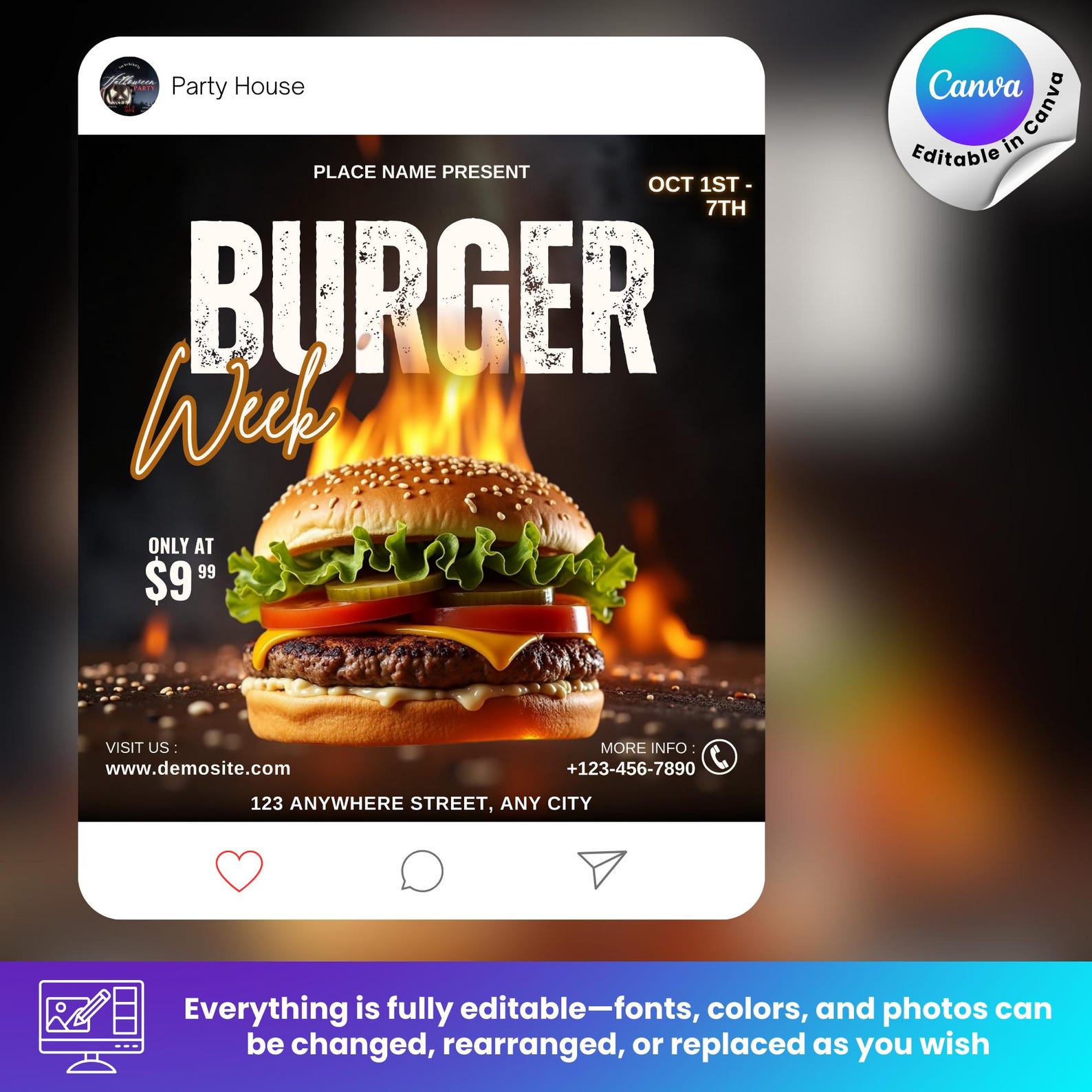 Burger Week Food Flyer Canva Template, Promotional Flyer, Event Flyer ...