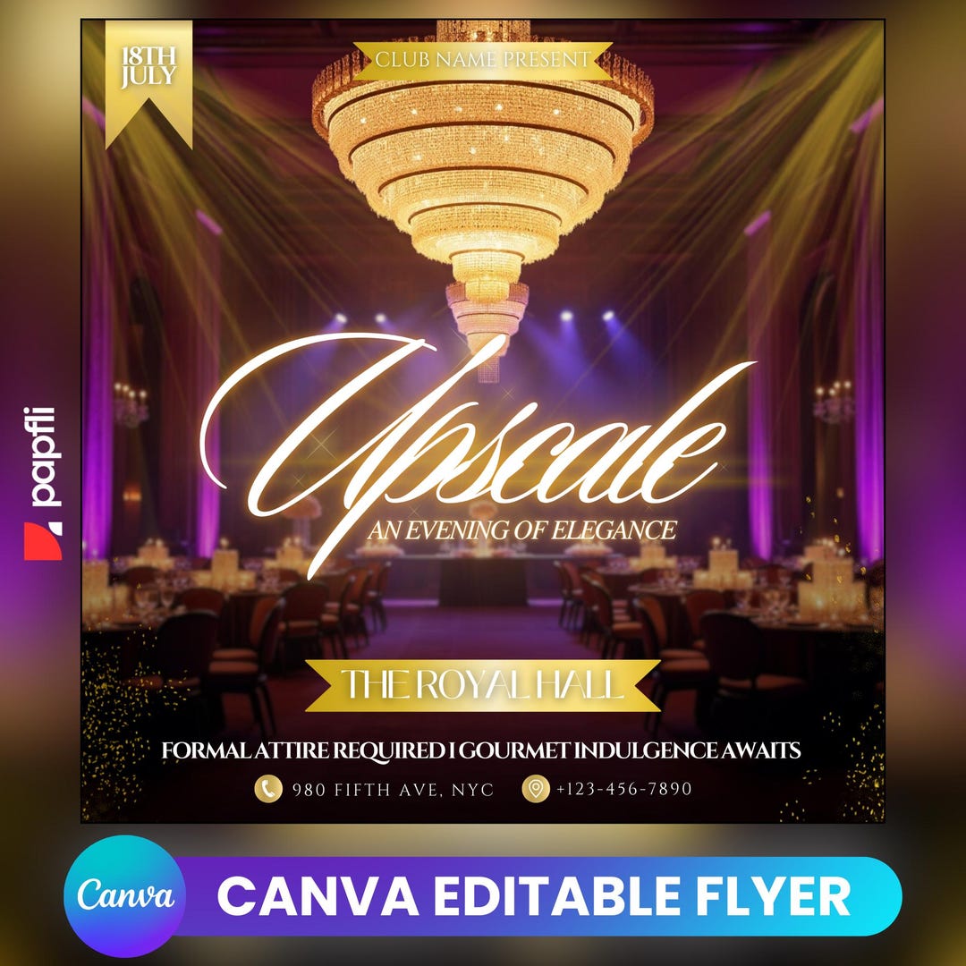 Upscale Classy Event Gala Flyer Template, Editable Canva Design for ...