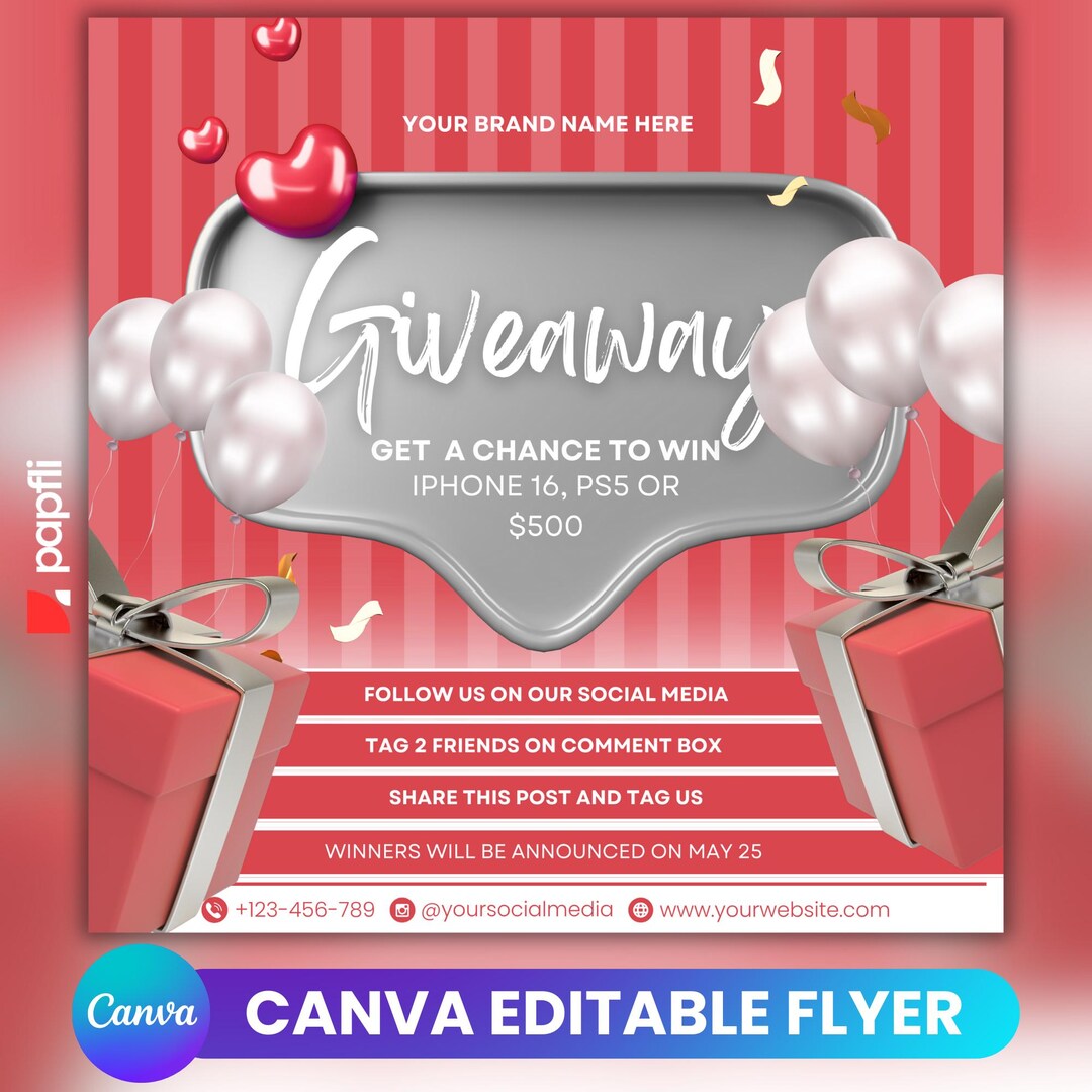 Editable Giveaway Flyer Template: Raffle, Contest, Hair Specials (canva ...