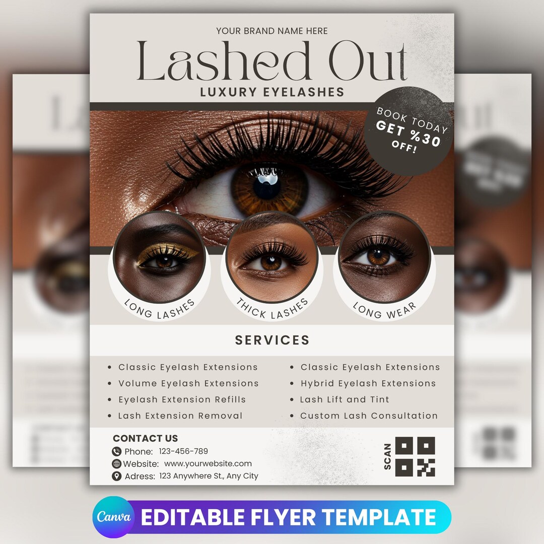 Editable Lash Services Flyer Template: Beauty Salon Promotion (canva, 8 ...