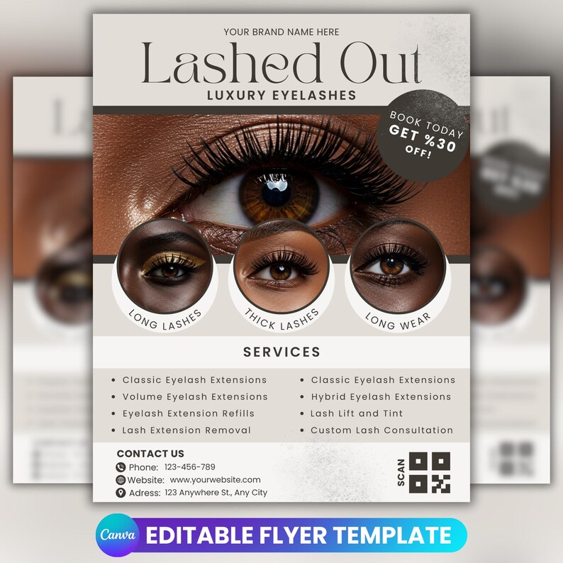 Editable Lash Services Flyer Template: Beauty Salon Promotion (canva, 8 ...