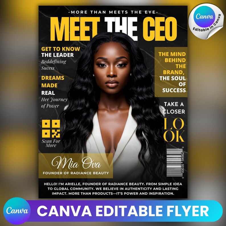 Meet the CEO Flyer, Magazine Style Template, Editable Business Owner ...