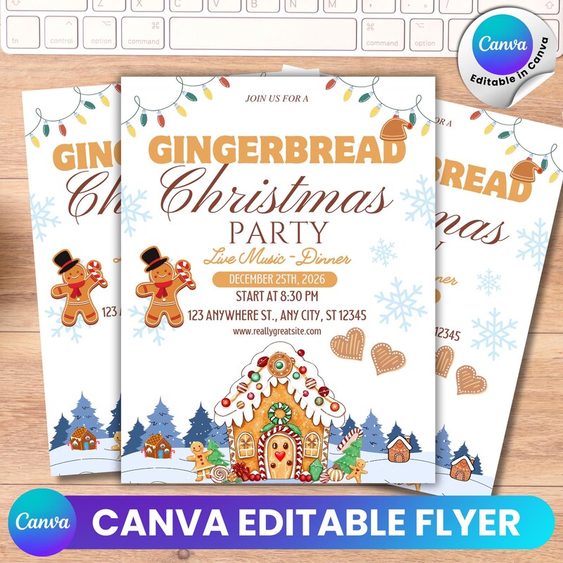 Gingerbread House Flyer Template - Etsy
