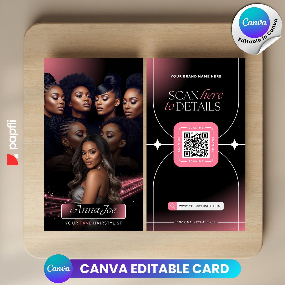 Beauty Salon QR Code Business Card Template (editable Canva) - Etsy