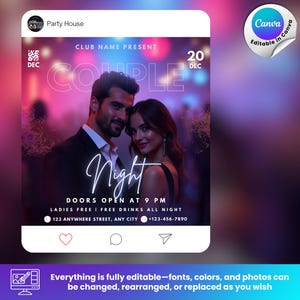Couples Night Club Flyer: Editable Canva Template - Etsy