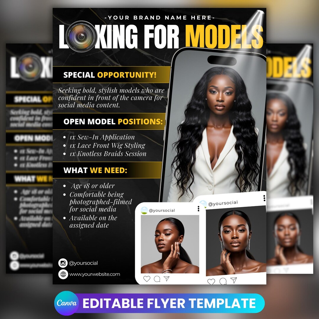 Editable Model Call Flyer Template: Hair Stylist, Influencer Casting ...