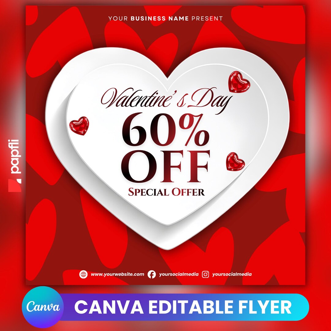 Valentine's Day Sale Flyer, Editable Flyer, February Flyer, Love Month ...