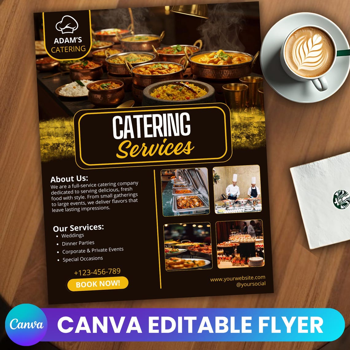 Catering Services Flyer, Editable Flyer Template, Food Catering Flyer ...