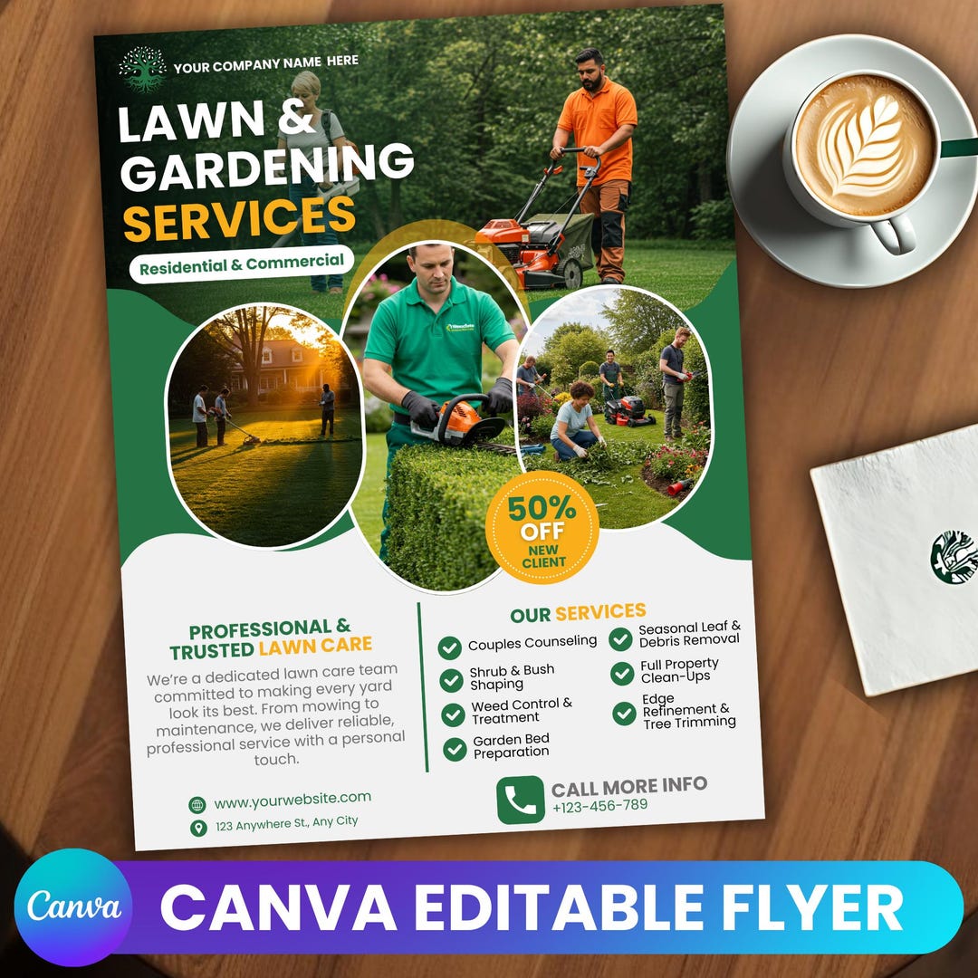 Lawn Care Flyer, Editable Flyer, Lawn Service Flyer, Yard Service Flyer ...