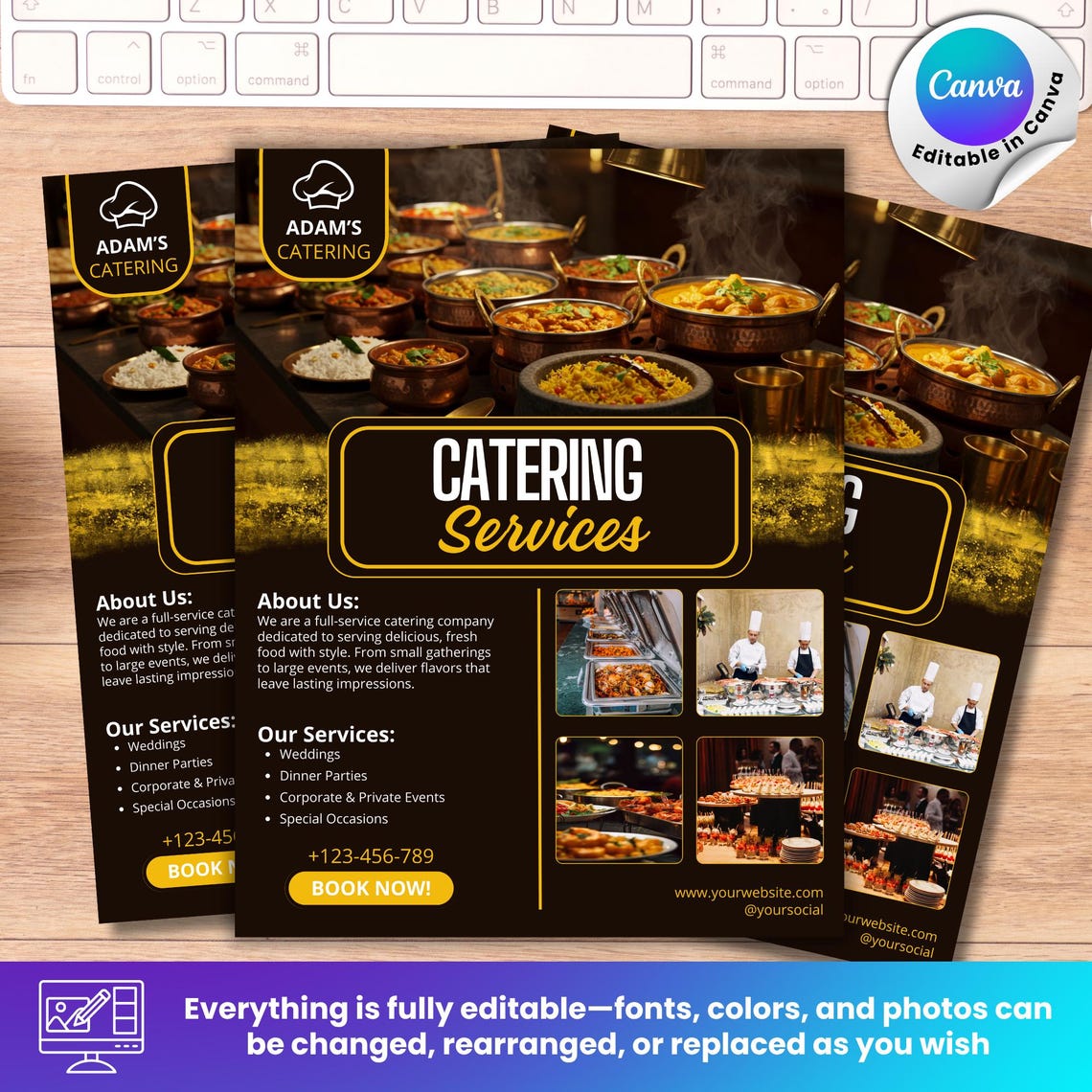 Catering Services Flyer, Editable Flyer Template, Food Catering Flyer ...