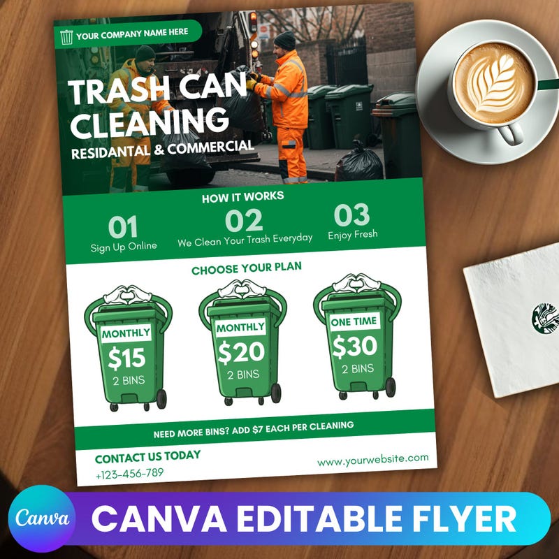 Trash Can Cleaning Flyer - Etsy