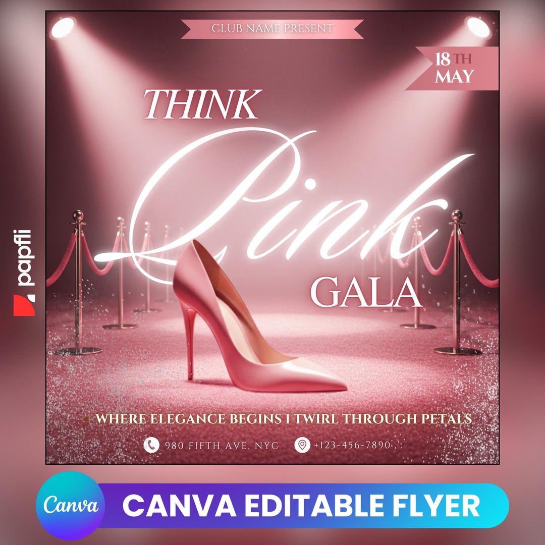 Pink Gala Flyer Template: Elegant Event Invitation (canva Editable) - Etsy