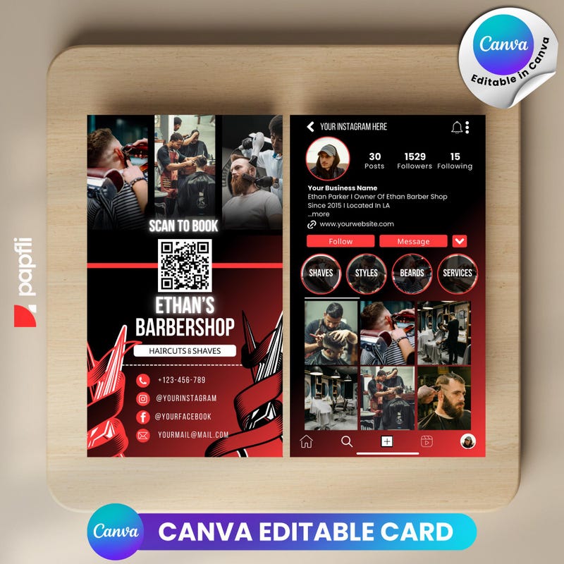 Black Red Business Card - Etsy