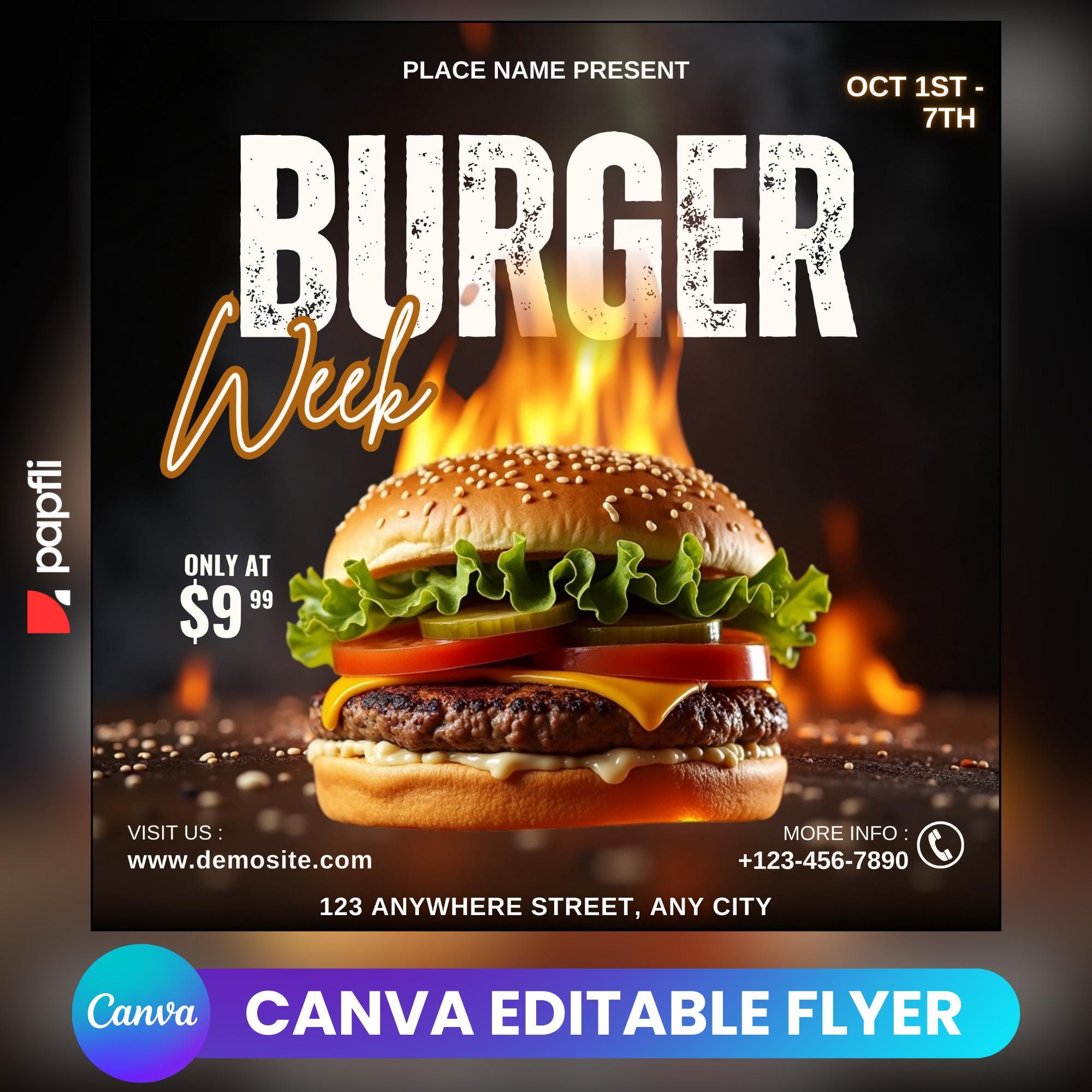 Burger Week Food Flyer Canva Template, Promotional Flyer, Event Flyer ...