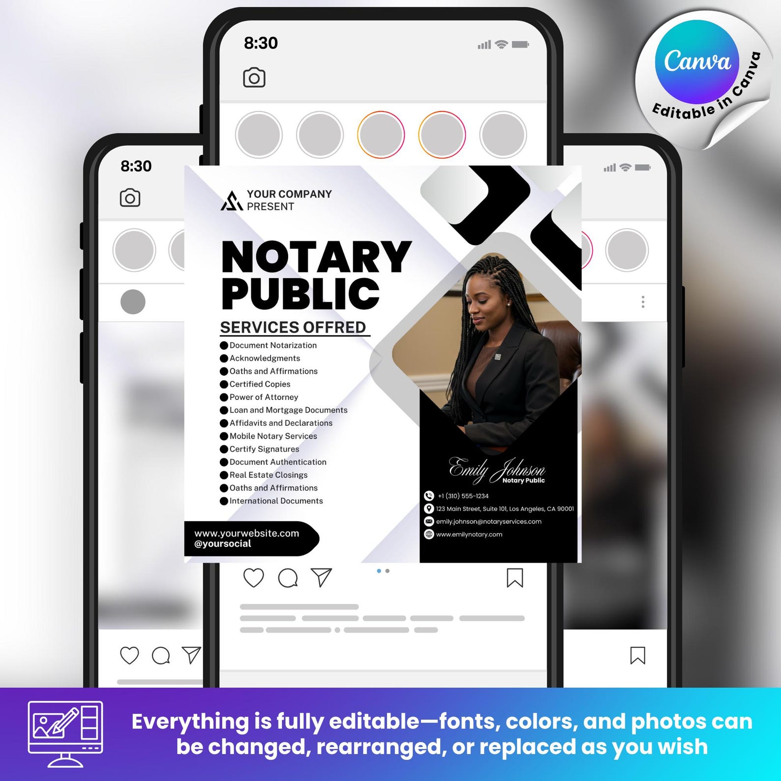 Notary Services Flyer, Editable Flyer Template, Notary Public Flyer ...