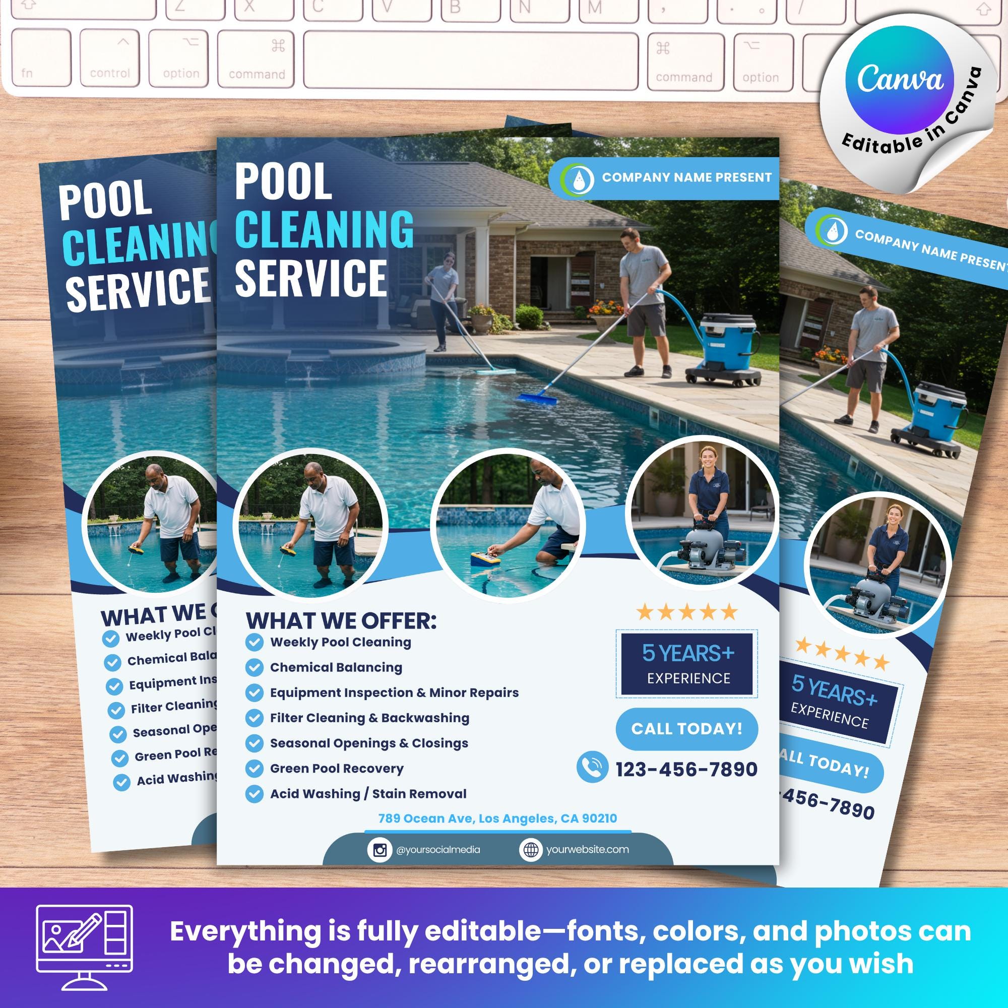 Pool Cleaning Service Flyer Template, Editable Flyer , Swimming Pool ...
