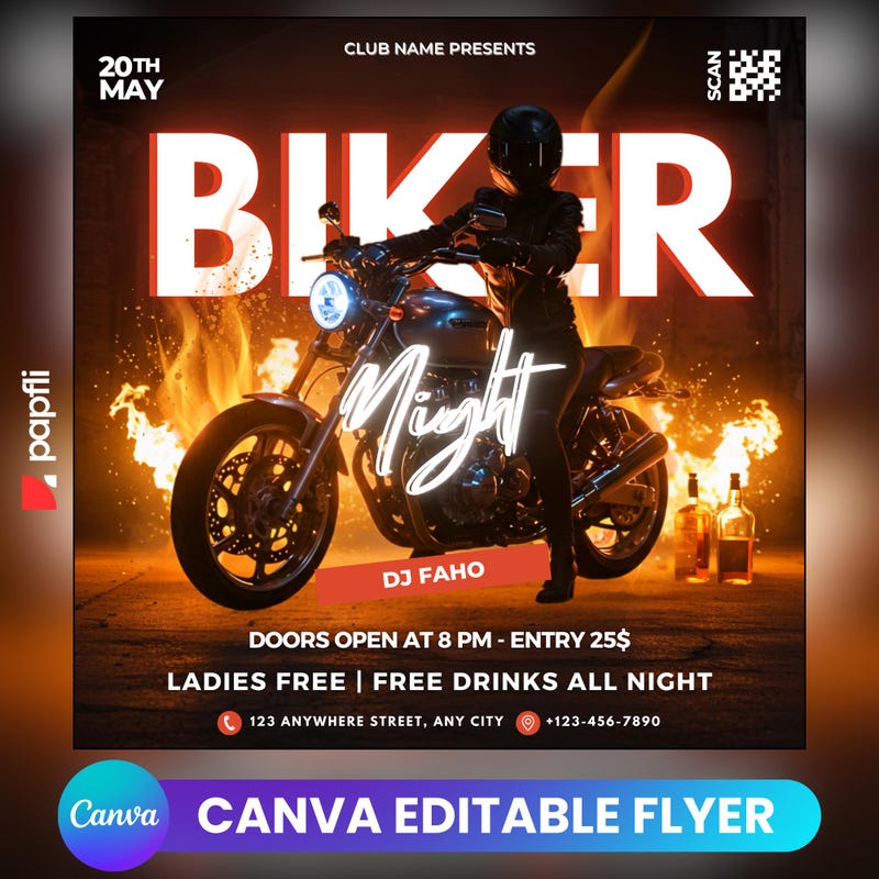 Motorcycle Theme Flyer - Etsy