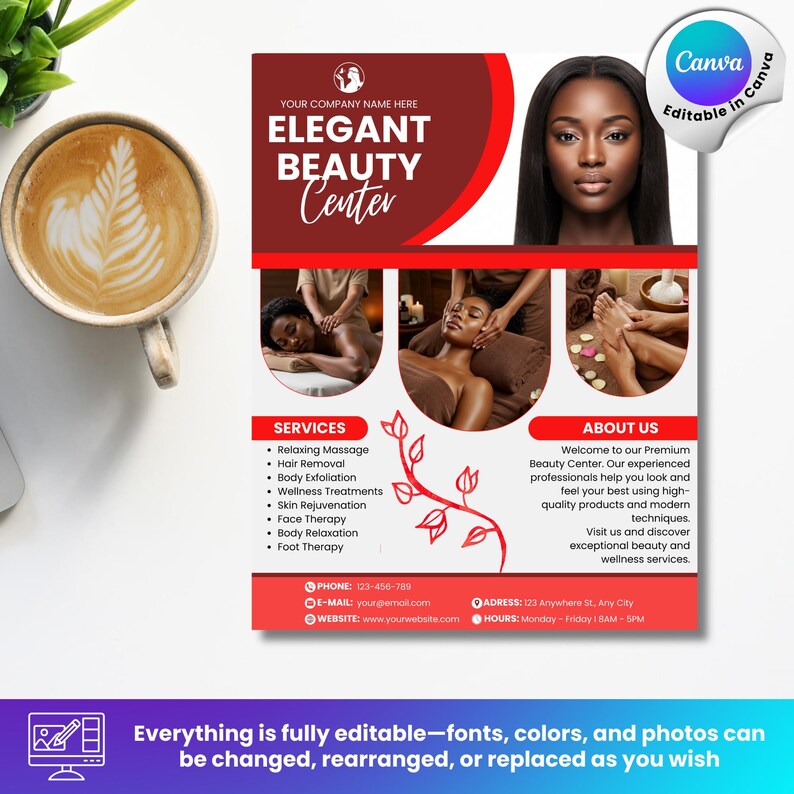 Editable Beauty Salon Flyer Template: Facial, Makeup, Skincare (canva ...