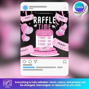Raffle Flyer, Editable Flyer, Giveaway Flyer, Raffle Ticket Flyer ...