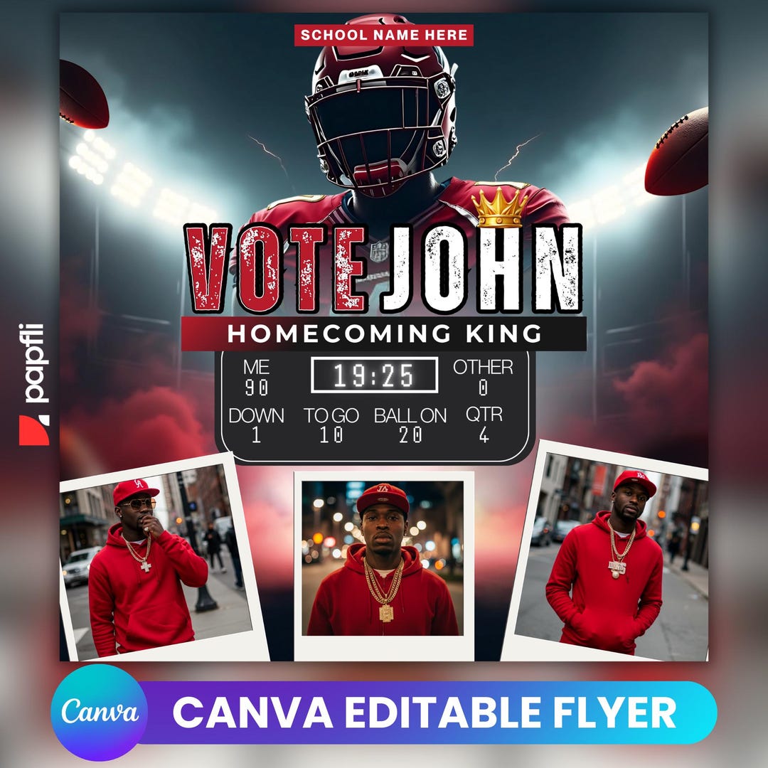Editable Homecoming Flyer Template: School Event, Prom King Campaign ...