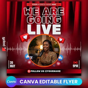 We Are Live Flyer, Instagram Live Editable Flyer, Business Flyer ...