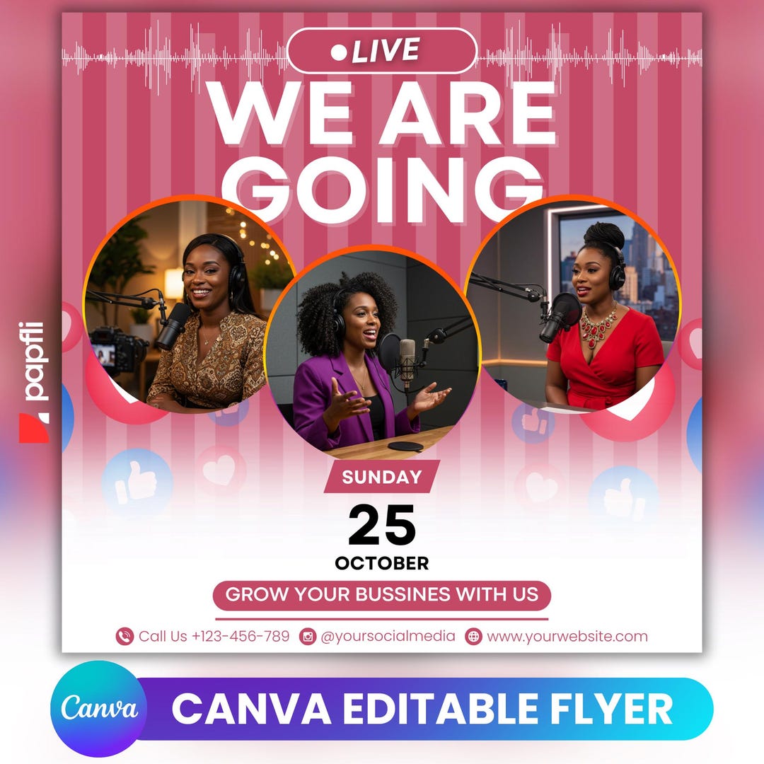 Editable Livestream Flyer: Instagram Promotion Template (canva, Digital ...