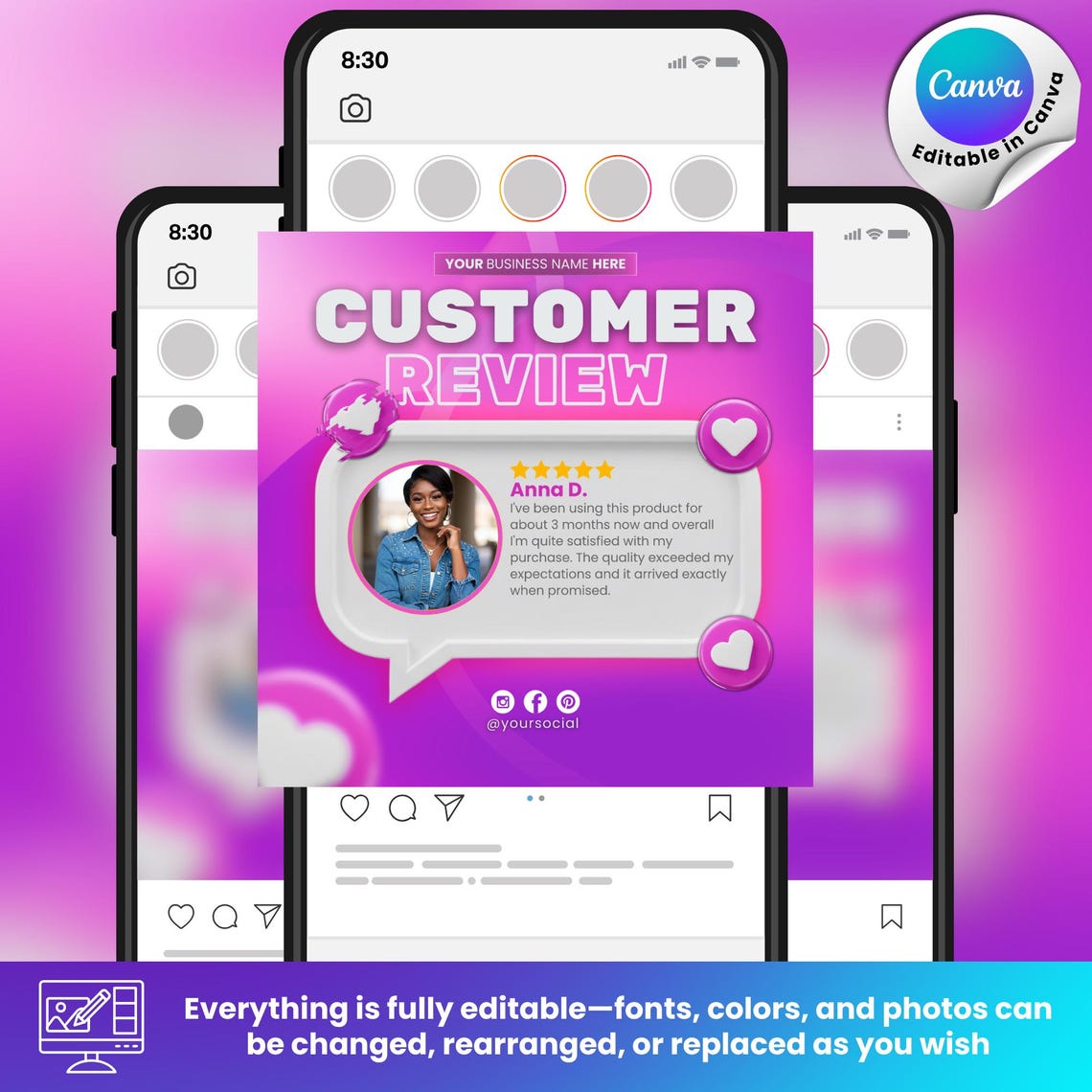 Editable Customer Review Flyer Template: Beauty, Boutique, Salon ...