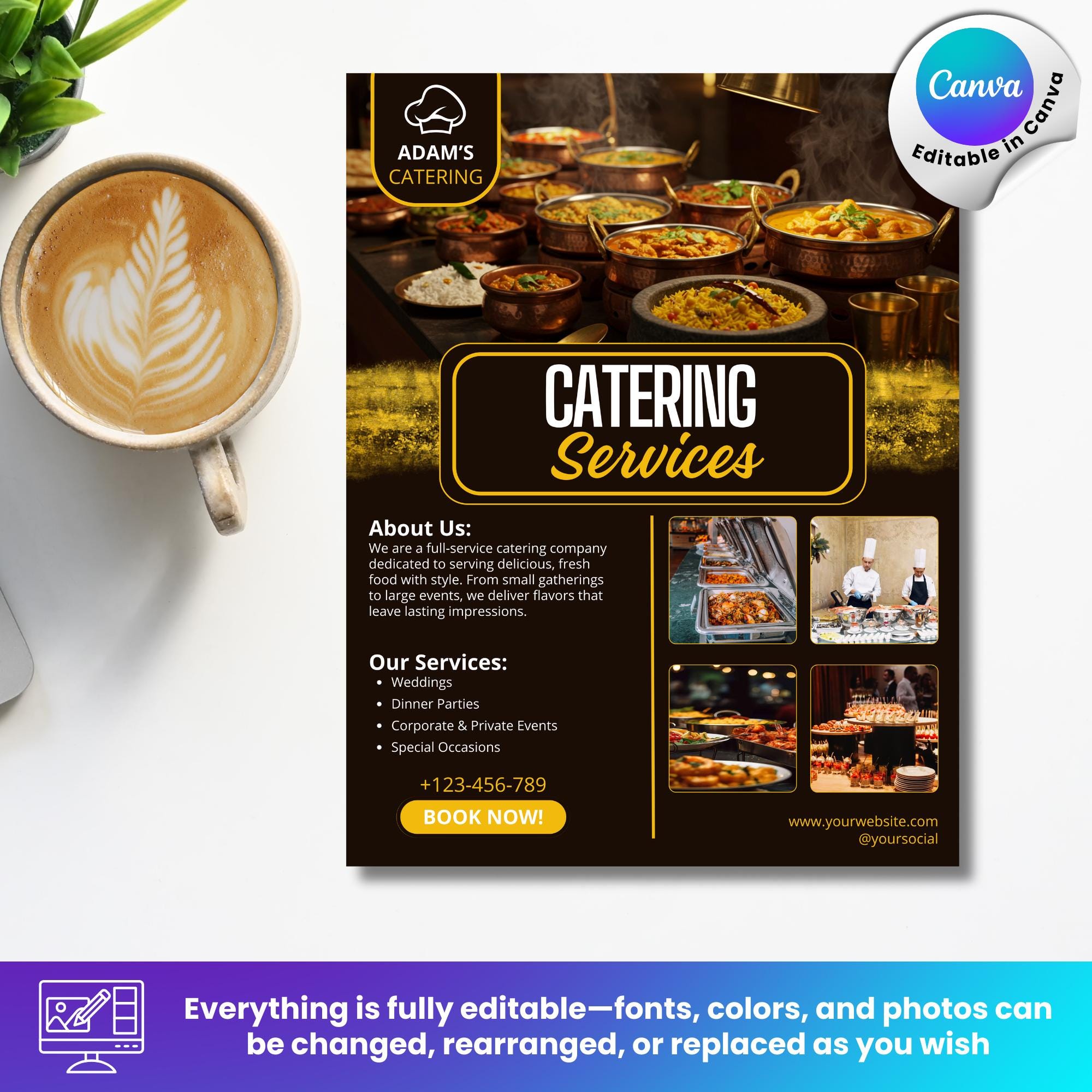 Catering Services Flyer, Editable Flyer Template, Food Catering Flyer ...
