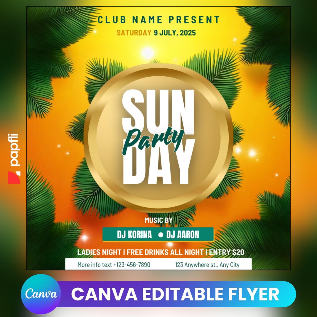 Editable Sunday Club Flyer Template for Canva, DIY Event Flyer, Party ...