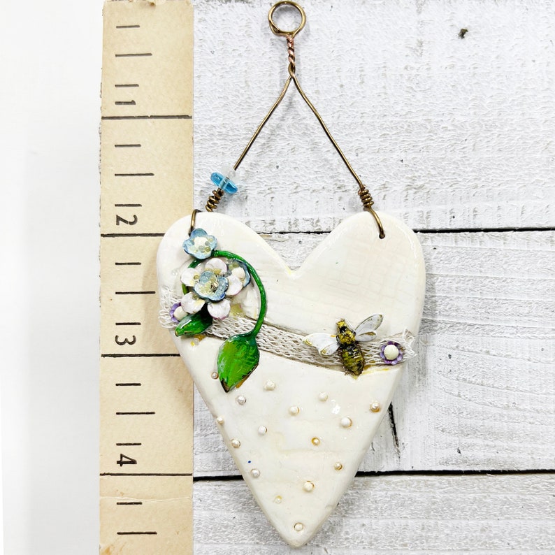 Handmade Heartfelt Ornament 14: Hand Sculpted Heart With Mixed Media ...