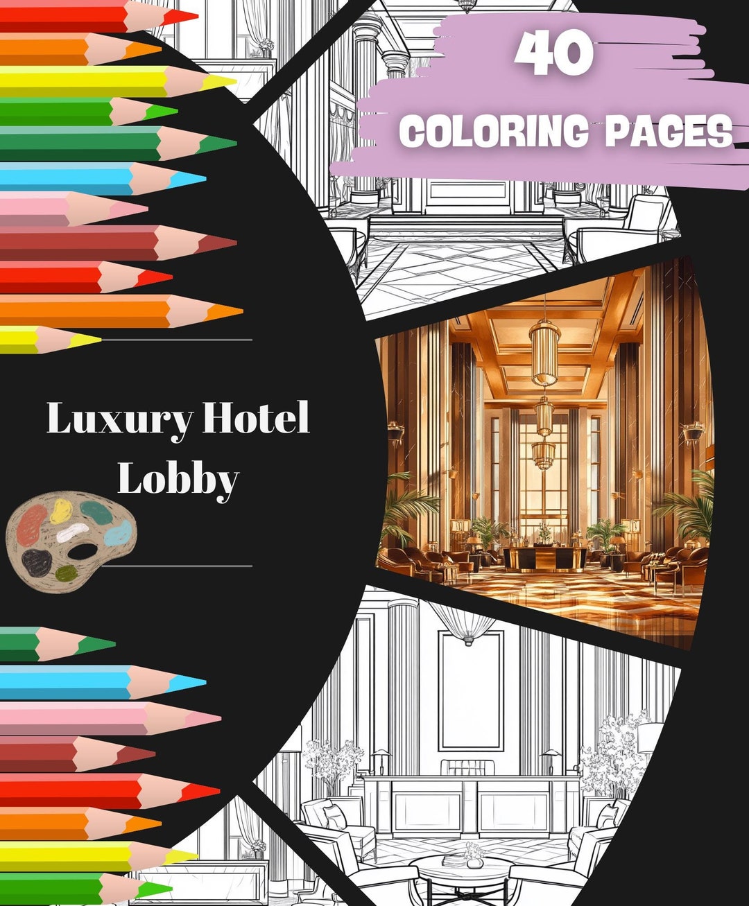 40 Luxury Hotel Lobby Coloring Pages, Elegant Interior Design ...