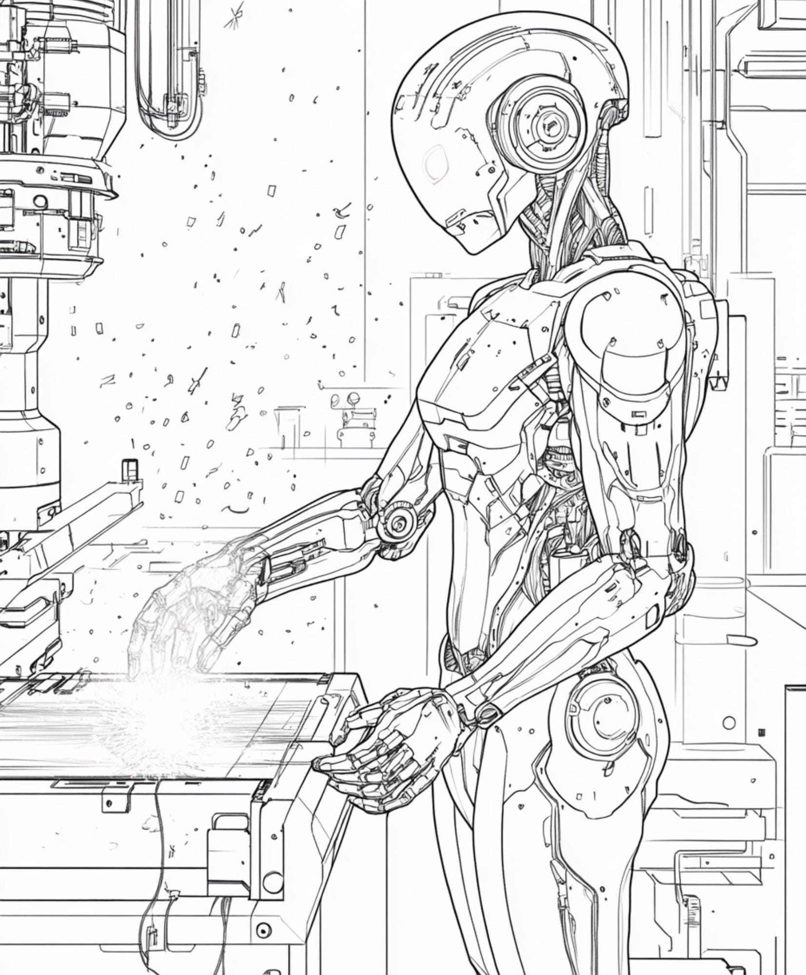 High-tech Robot Coloring Pages - 40 Futuristic and Cybernetic Designs ...