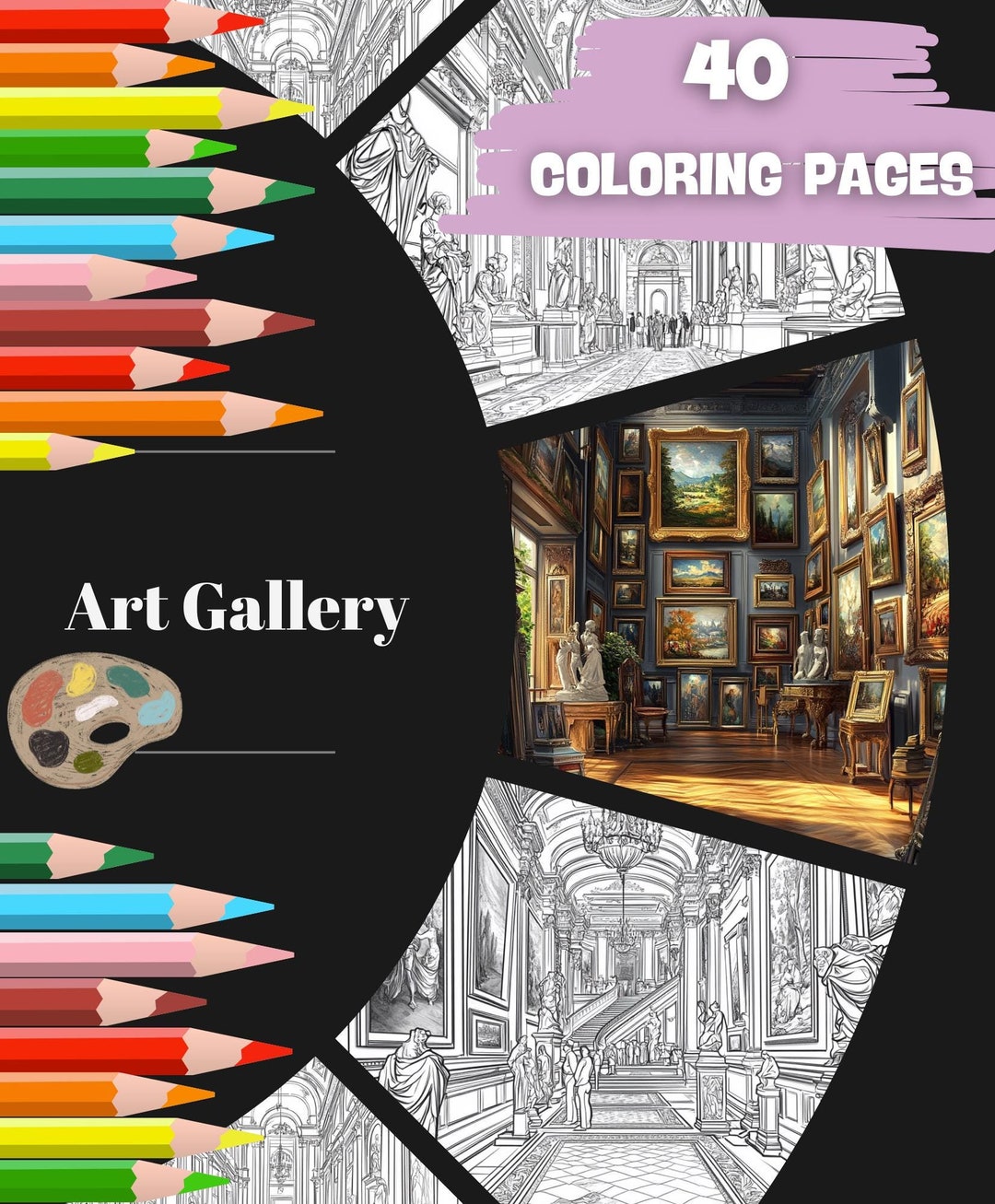 40 Art Gallery Coloring Pages, Grayscale Masterpieces and Exhibition ...