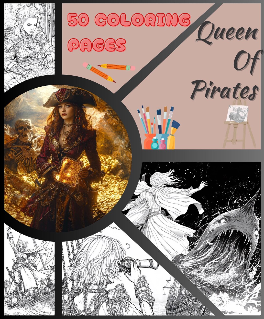 50 Queen of Pirates Coloring Pages, High Seas Adventures and Mystical ...