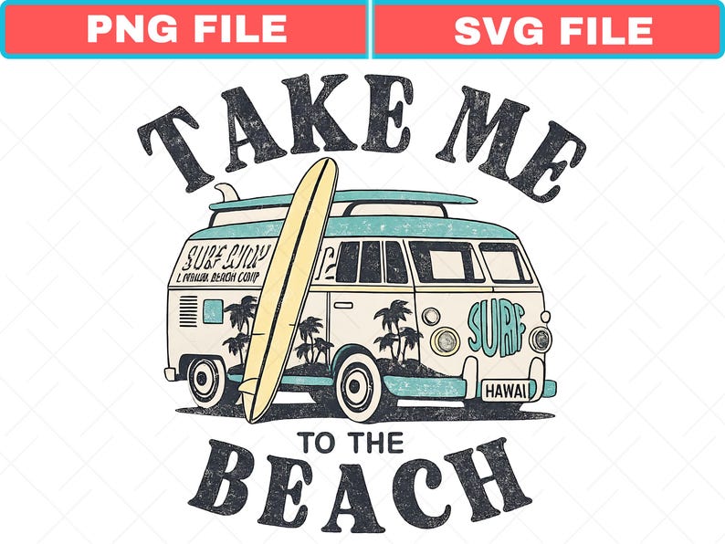Retro Beach Van SVG, Summer Surf Trip PNG, Vintage Hawaii Design ...