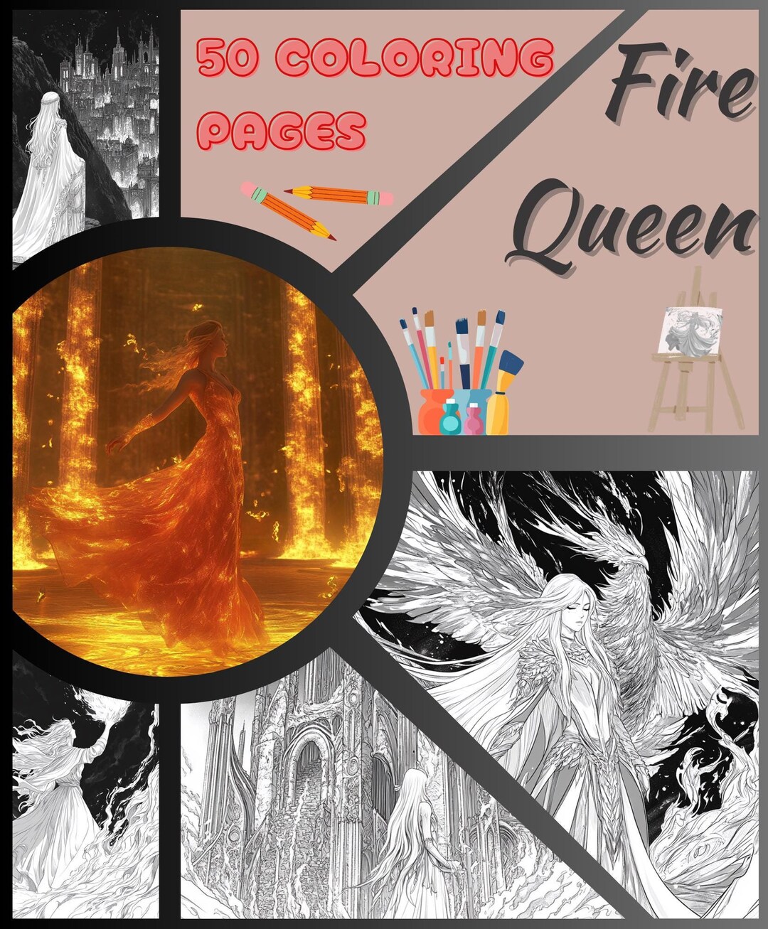 40 Fire Queen Coloring Pages, Fiery Magic and Epic Flames, Printable ...
