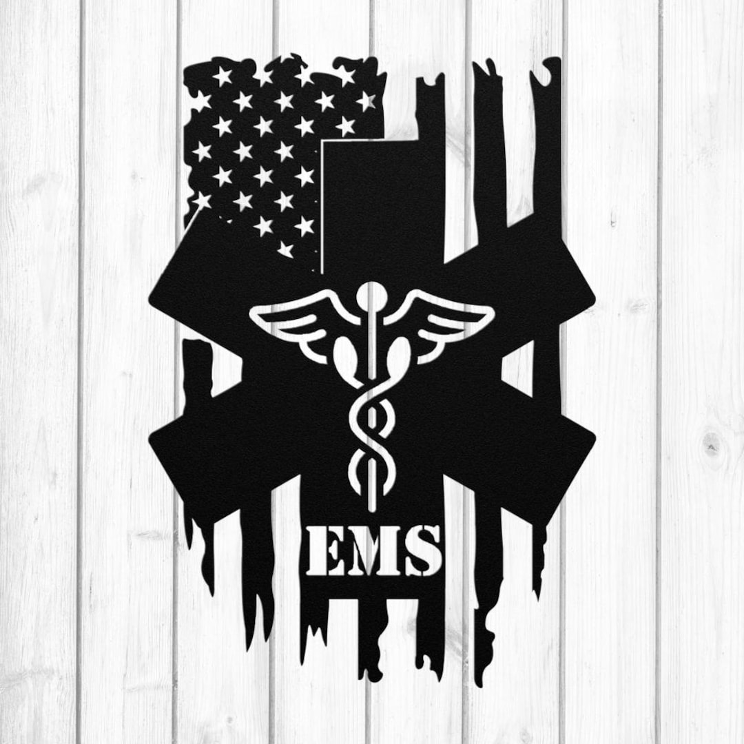 Metal Flag EMS Wall Art, EMS Wall Art, Paramedic Wall Decor, EMT Metal ...