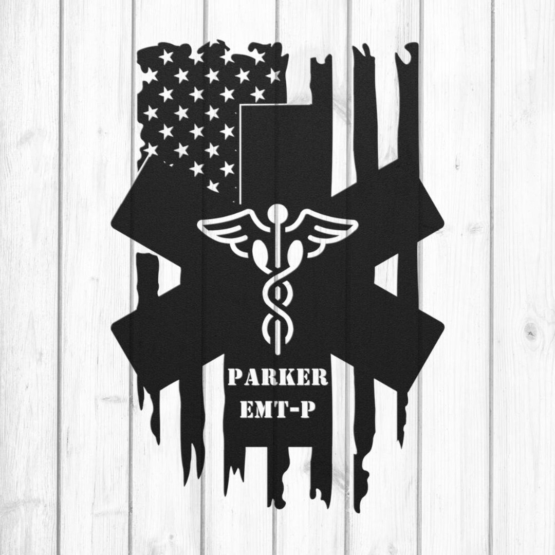 EMS Metal Flag Wall Art, Custom Medical Service Decor, Personalized EMS ...