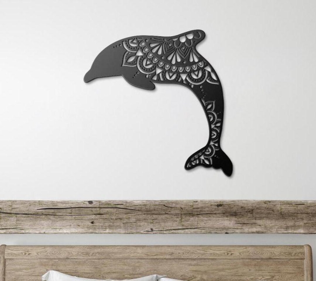 Mandolin Dolphin Wall Art, Metal Art for Living Room, Dolphin Sculpture ...