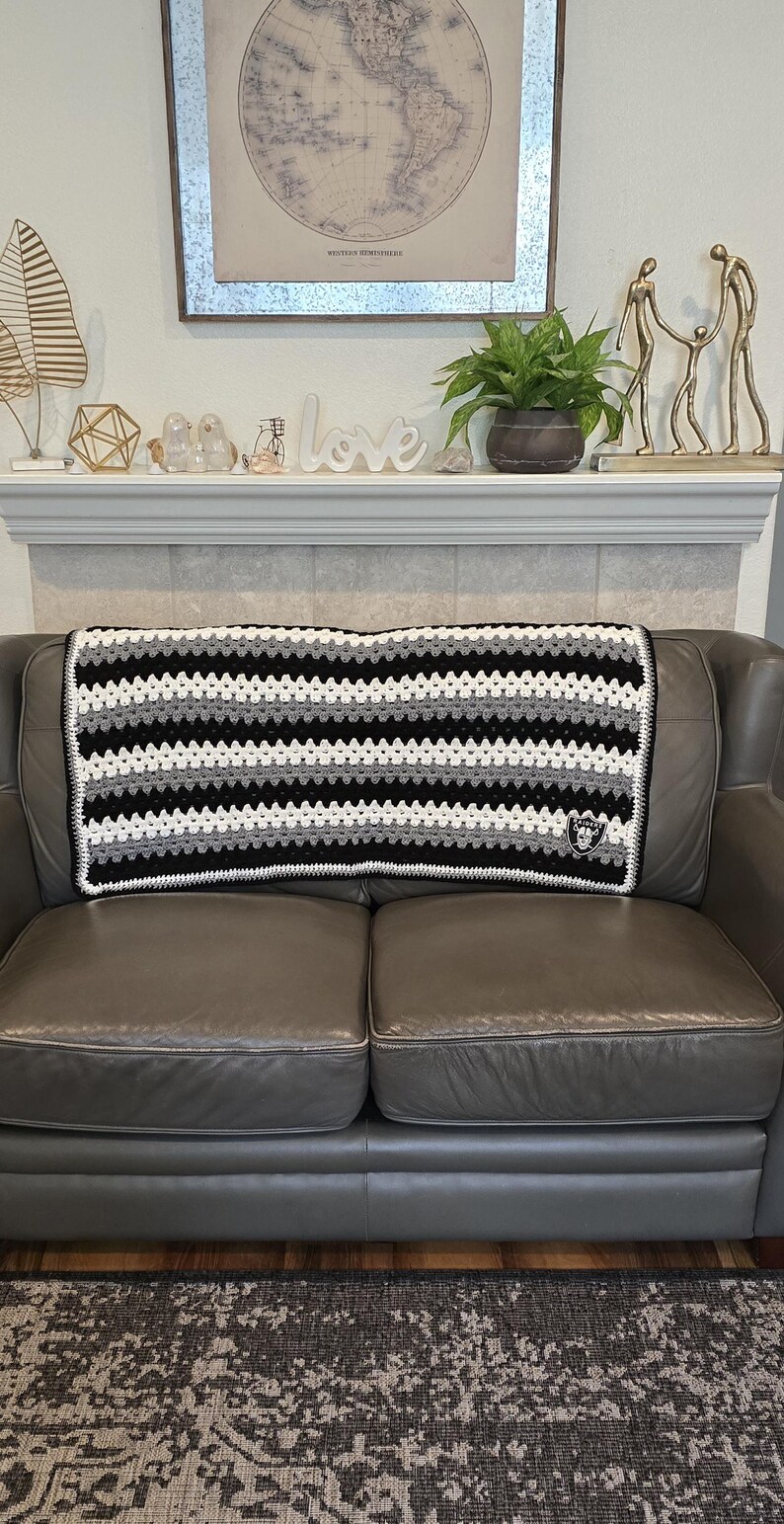 Raiders Crochet Blanket, Granny Stitch Blanket, Granny Square Blanket ...
