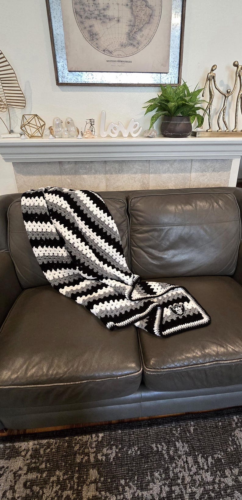Raiders Crochet Blanket, Granny Stitch Blanket, Granny Square Blanket ...