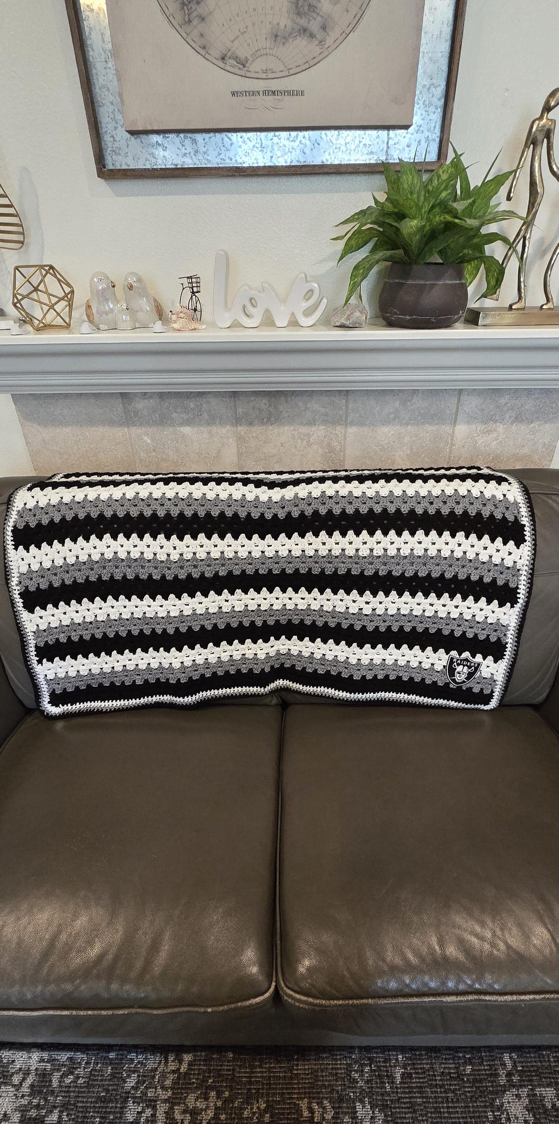Raiders Crochet Blanket, Granny Stitch Blanket, Granny Square Blanket ...