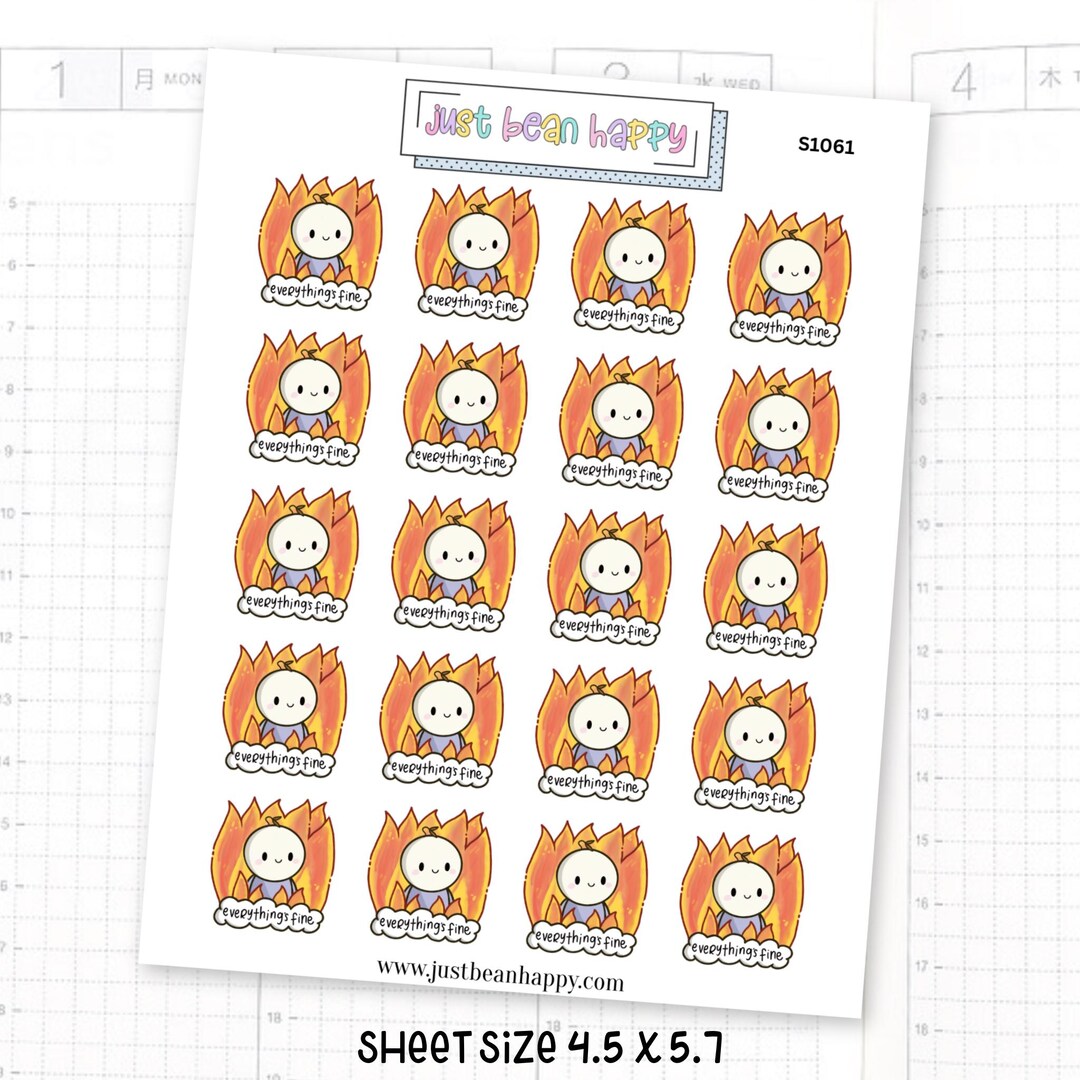 Everything's Fine Sticker Sheet, Planner Stickers, Cute Stickers ...