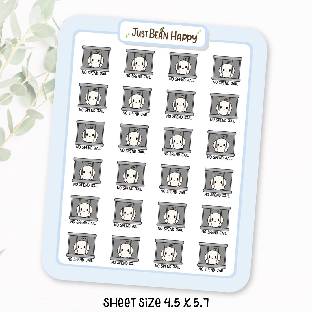 No Spend Jail Sticker Sheet, Planner Stickers, Cute Stickers ...