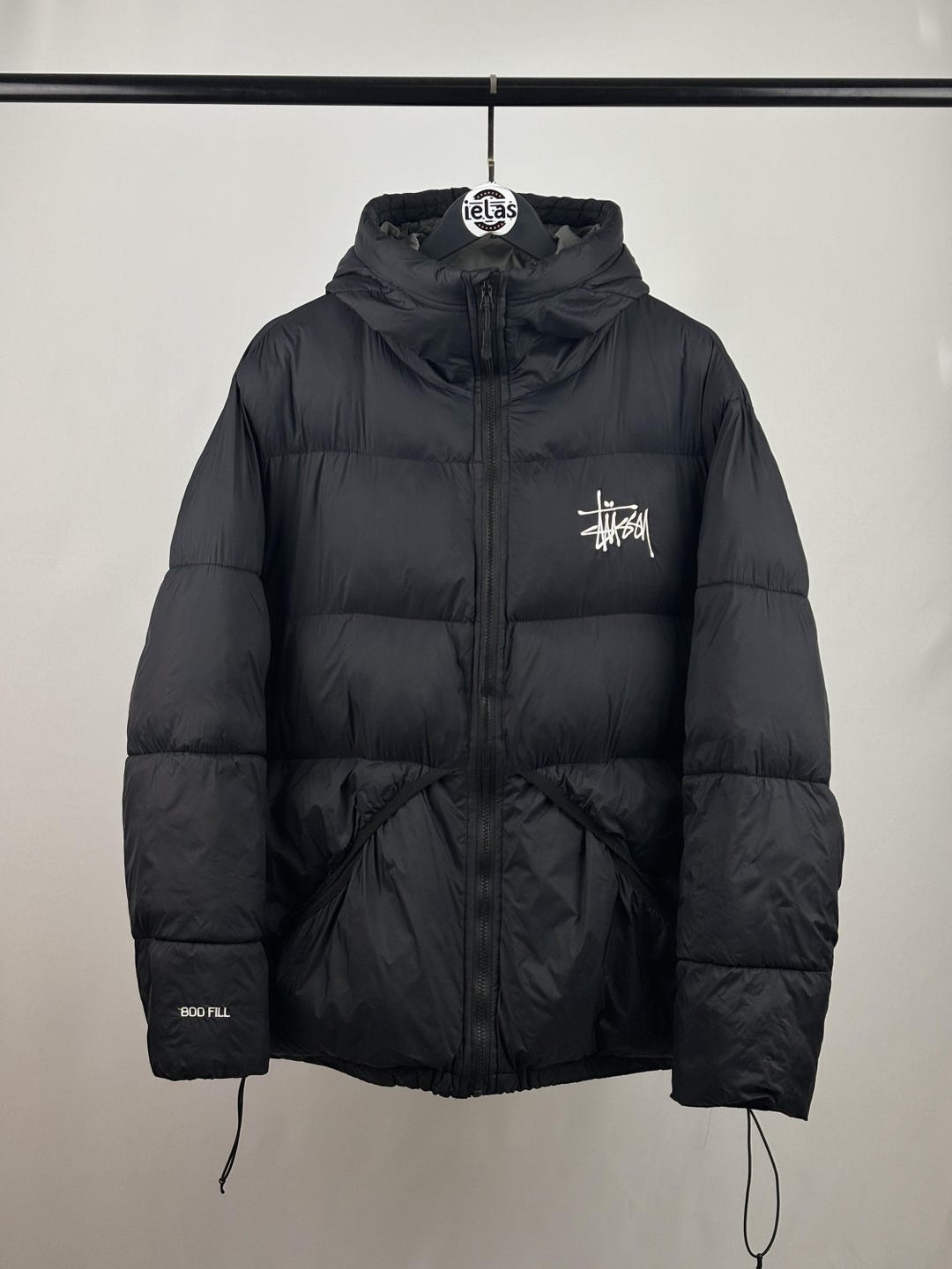 Stussy Eight Ball Y2K Techwear Quilted Black Puffer Jacket Oversized ...