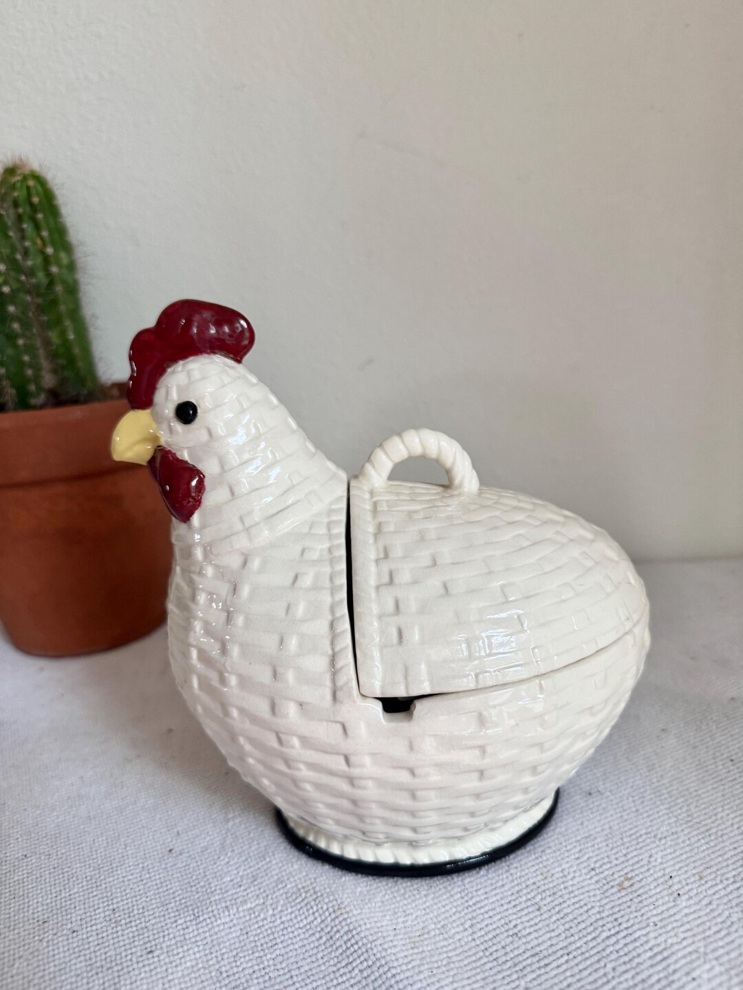 Vintage Caramic Basket Weave Chicken Gravy Boat, Dressing Dish, Dip ...