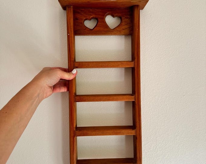 Vintage Narrow Wood Heart Shelf. Primitive Wood Heart Ladder Shelf. - Etsy