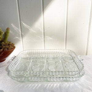 Vintage Indiana Crystal 5 Section Glass Relish Trays. Lancaster Glass ...